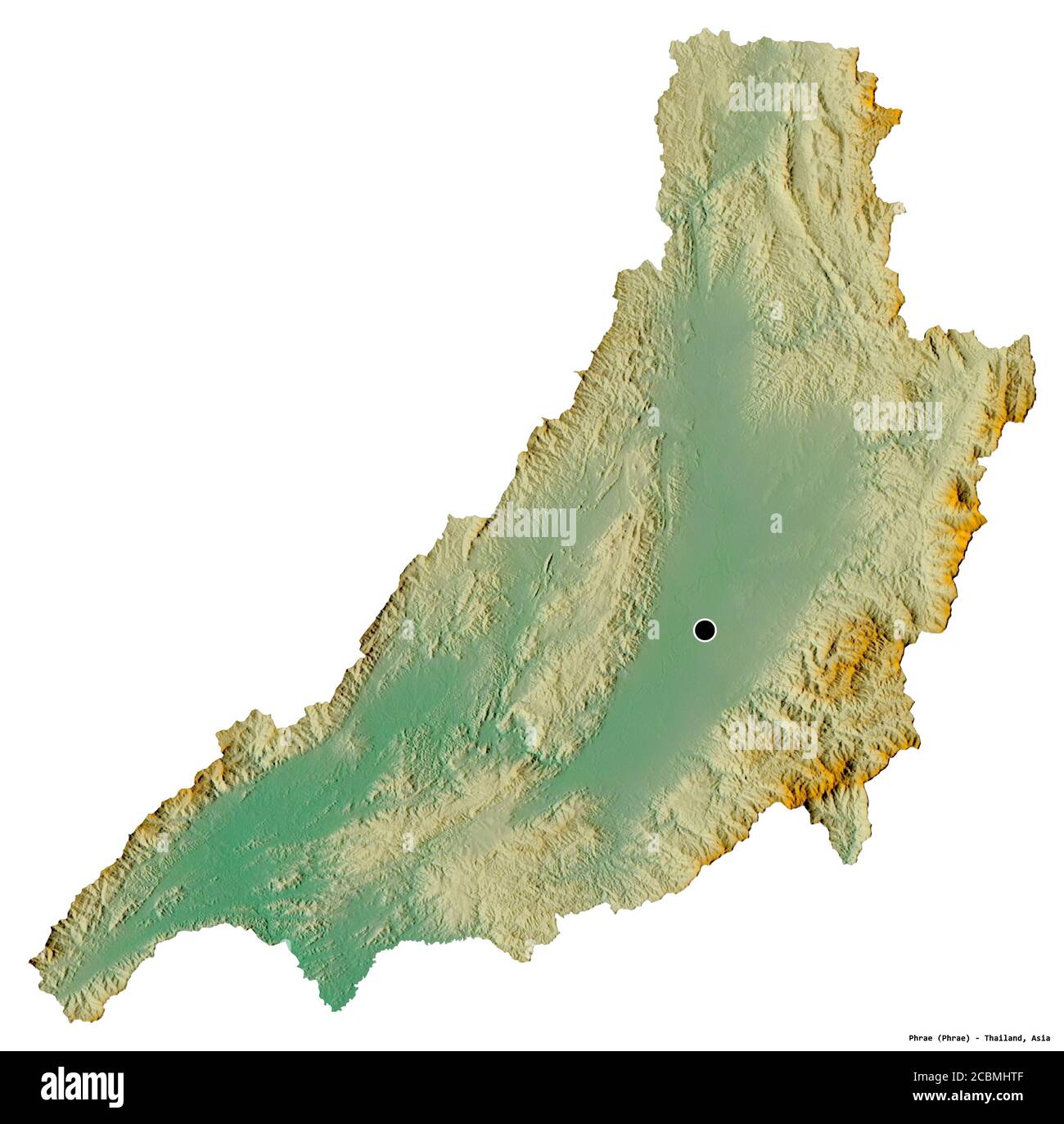 Shape of Phrae, province of Thailand, with its capital isolated on ...