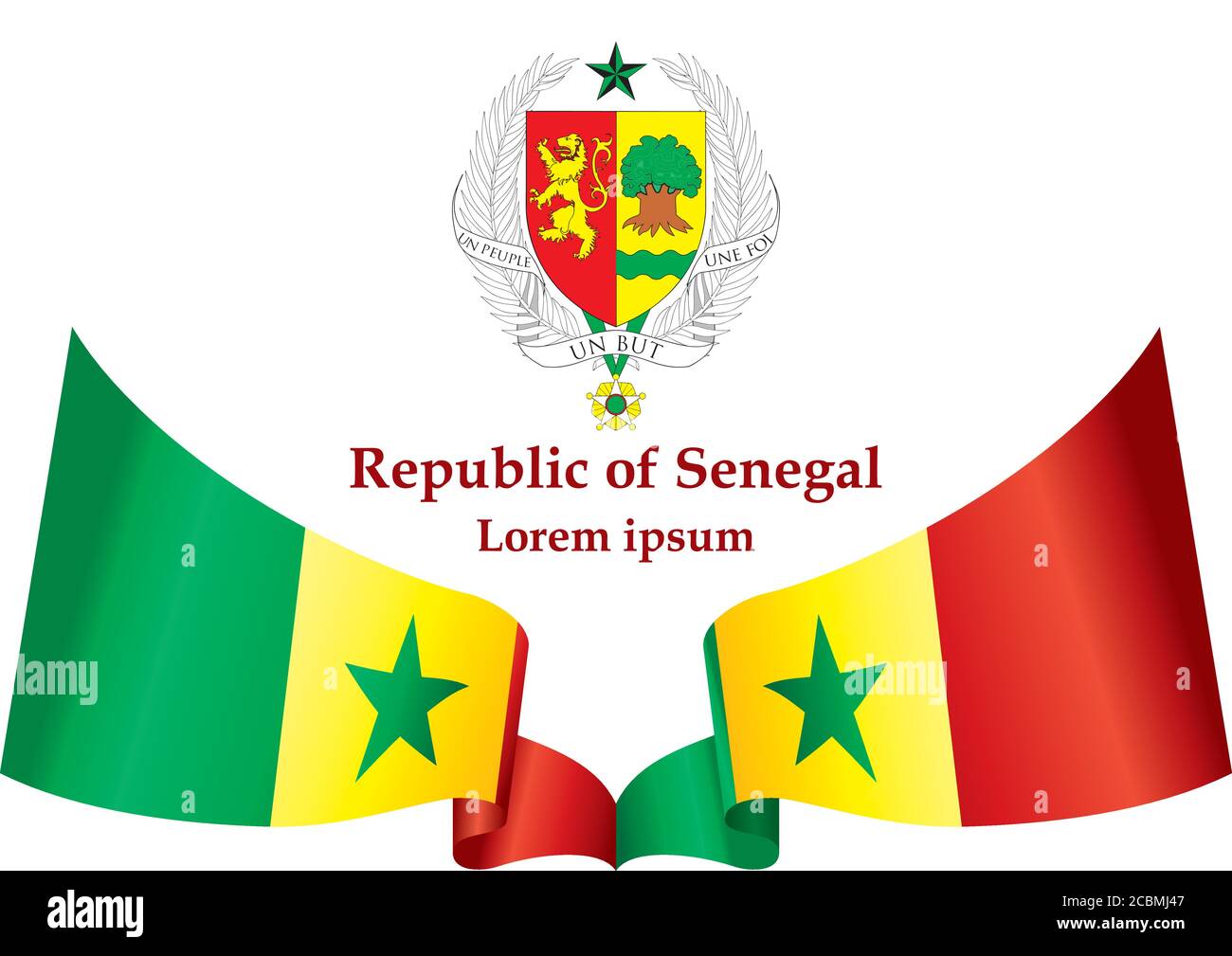 Flag of Senegal, Republic of Senegal. Template for award design, an ...