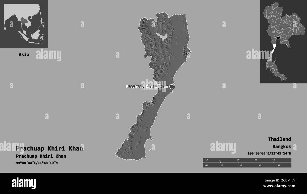 Shape of Prachuap Khiri Khan, province of Thailand, and its capital ...