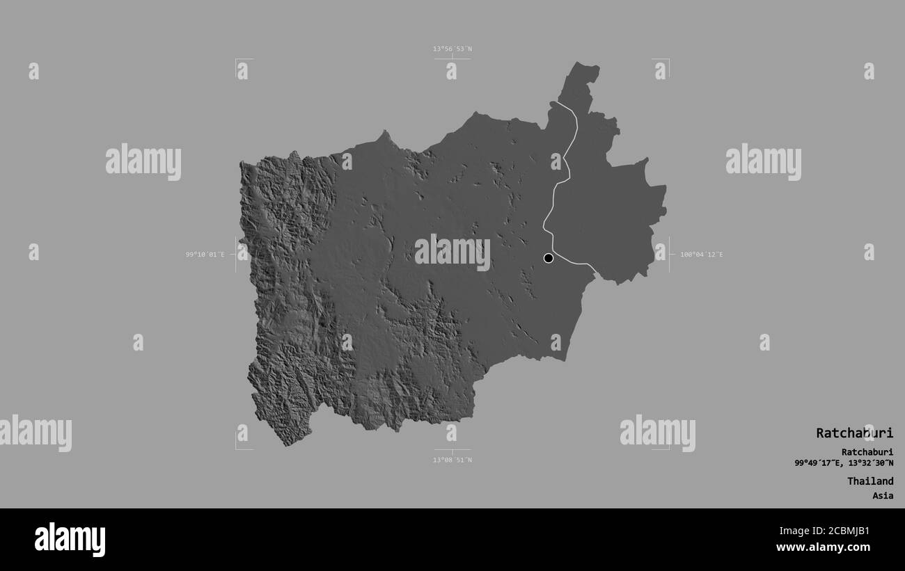 Area of Ratchaburi, province of Thailand, isolated on a solid ...