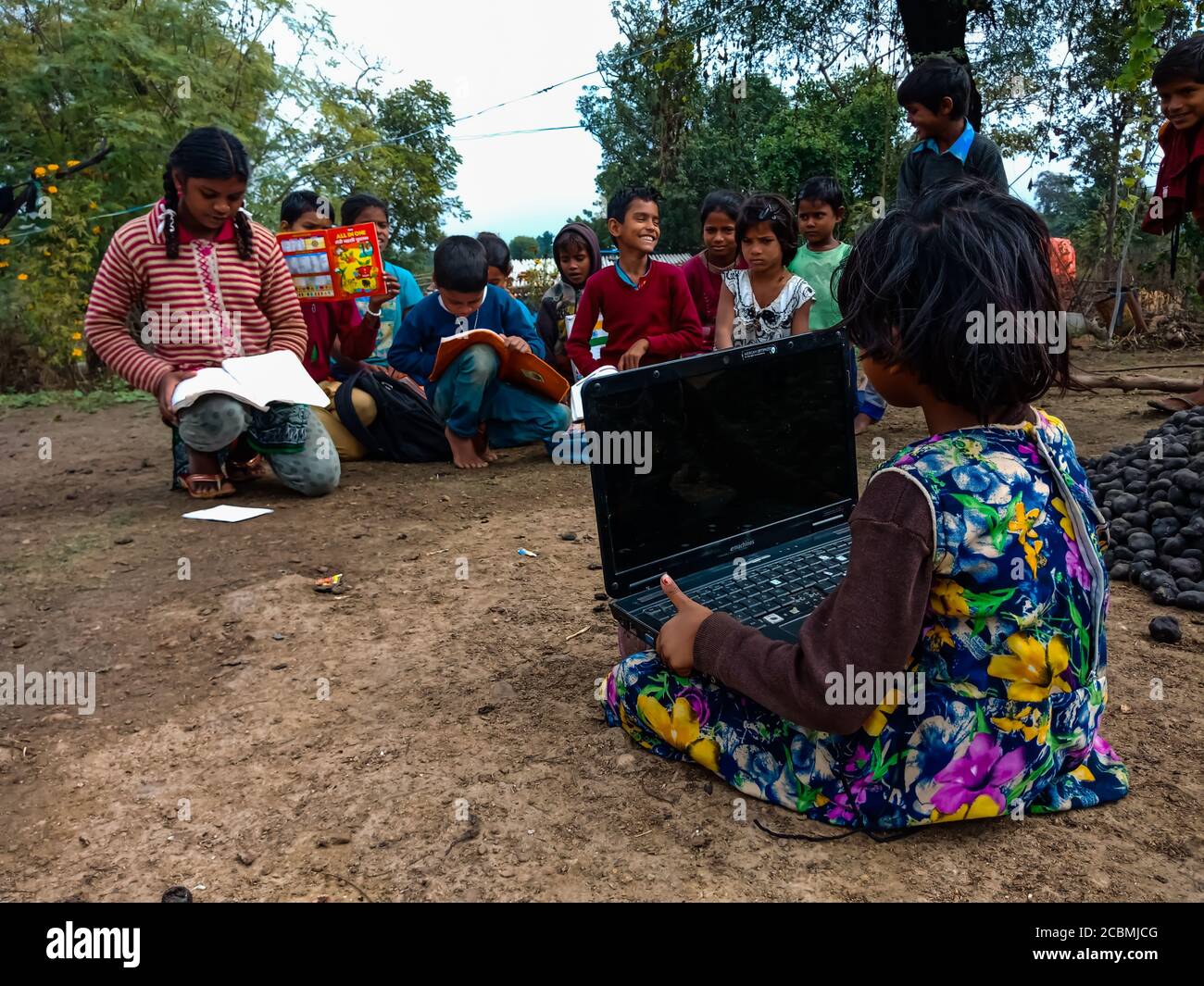 DISTRICT KATNI, INDIA - JANUARY 01, 2020: Indian village poor girl ...