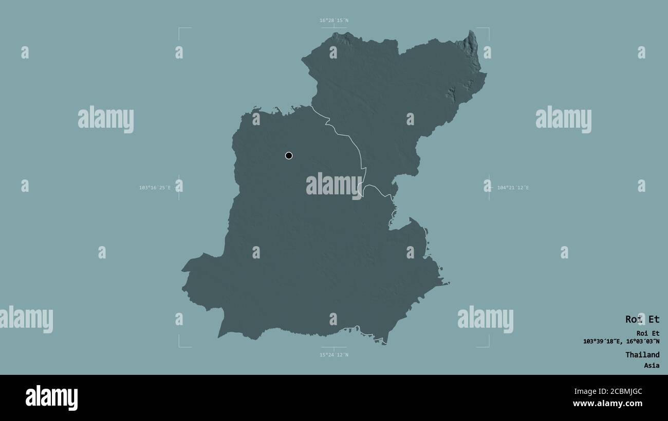 Area of Roi Et, province of Thailand, isolated on a solid background in ...