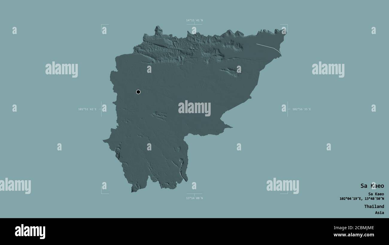 Area of Sa Kaeo, province of Thailand, isolated on a solid background ...