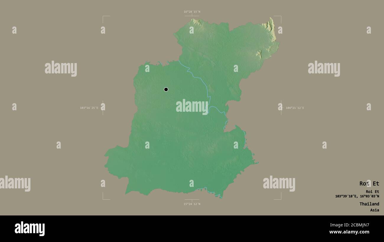 Area of Roi Et, province of Thailand, isolated on a solid background in ...