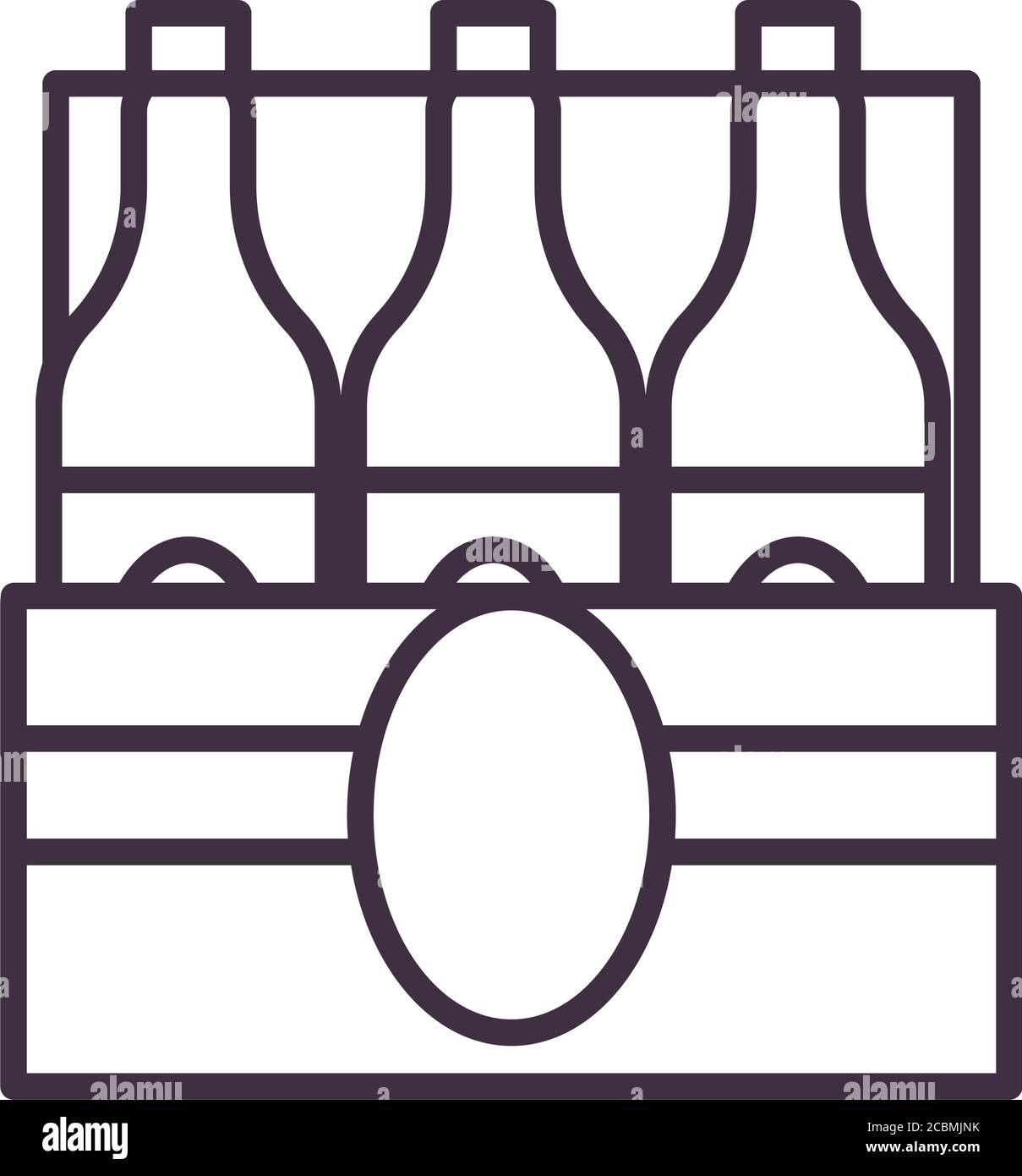 Beer bottles inside box line style icon design, Pub alcohol bar brewery ...