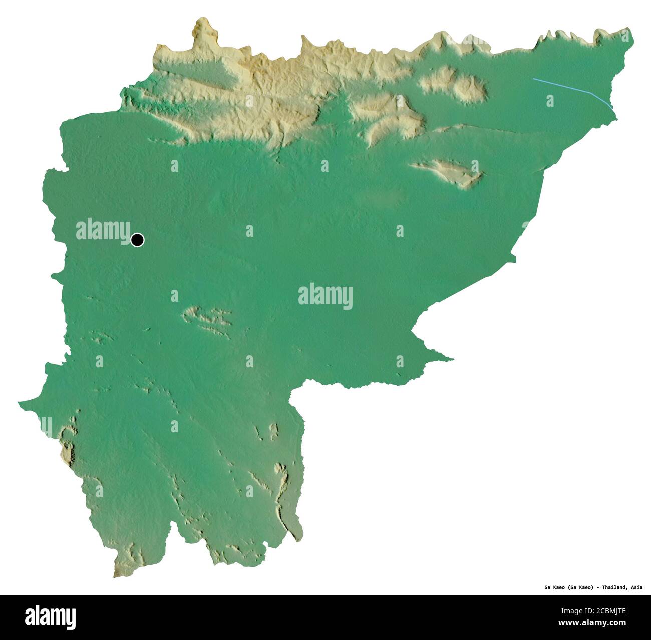 Shape of Sa Kaeo, province of Thailand, with its capital isolated on ...