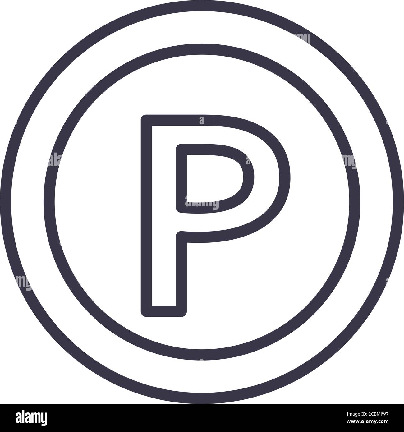 parking road sign button line style icon design, Park and ...