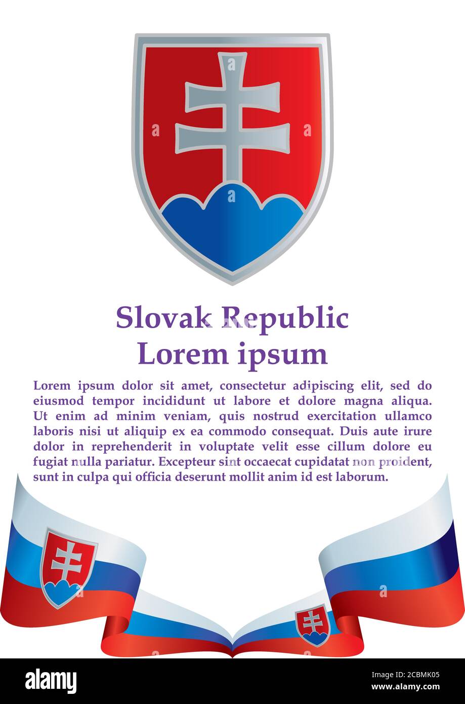 Flag of Slovakia, Slovak Republic. Template for award design, an ...
