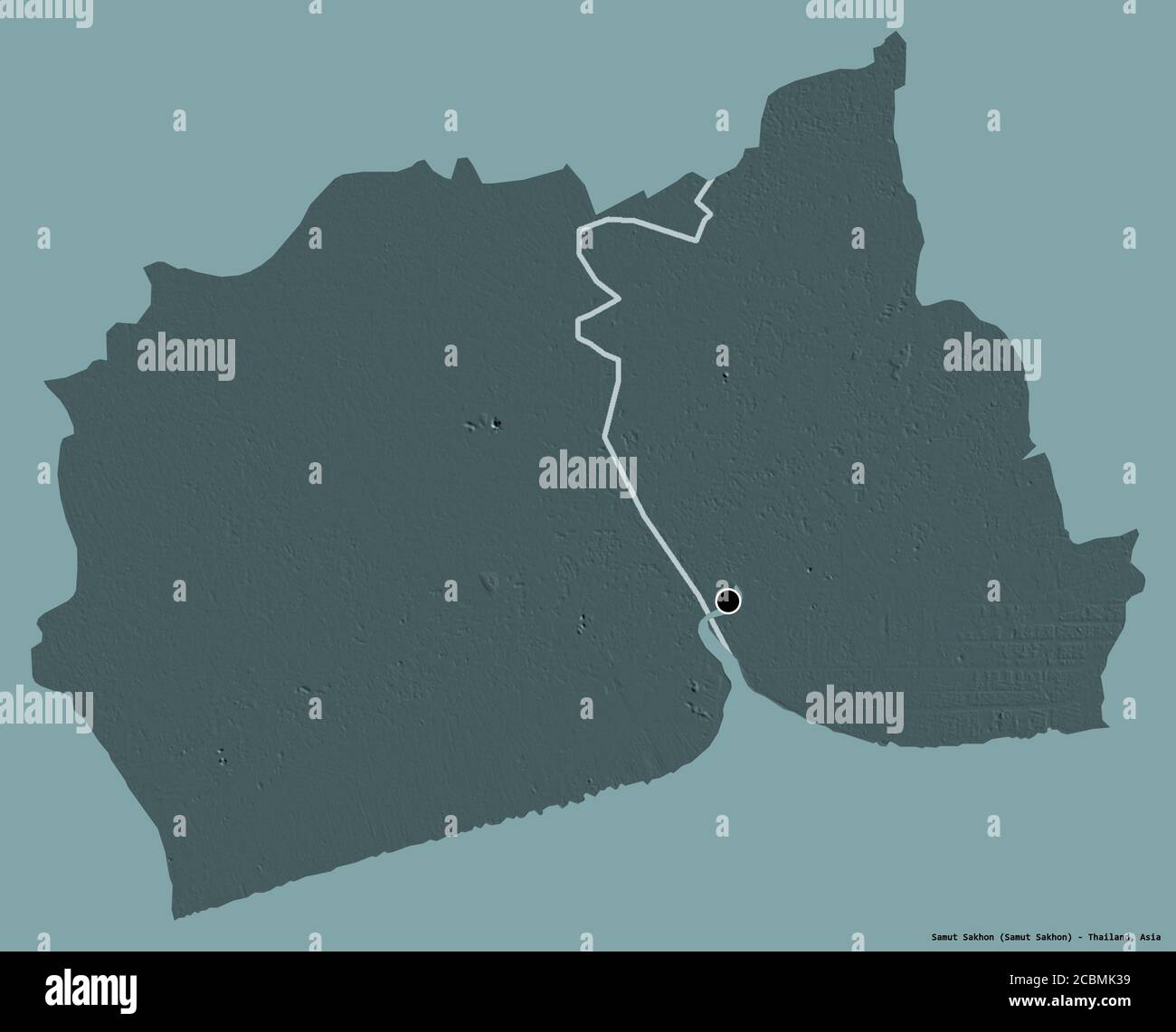 Shape of Samut Sakhon, province of Thailand, with its capital isolated ...