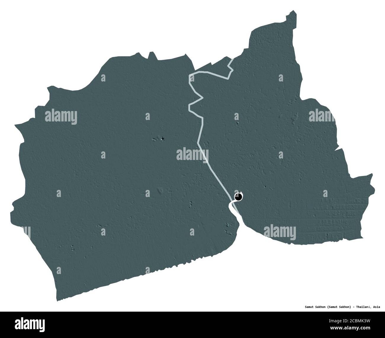 Shape of Samut Sakhon, province of Thailand, with its capital isolated ...
