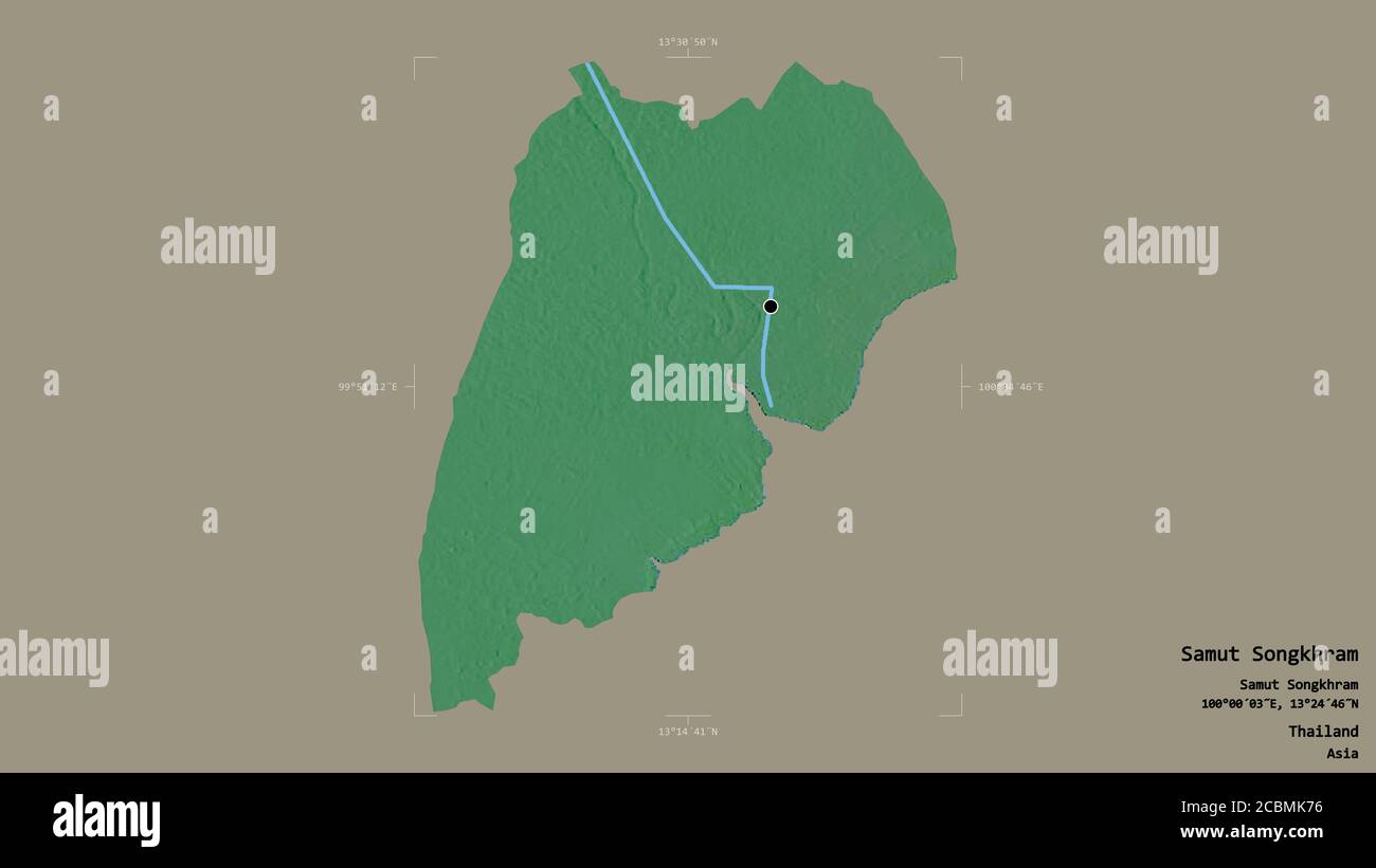 Area of Samut Songkhram, province of Thailand, isolated on a solid ...