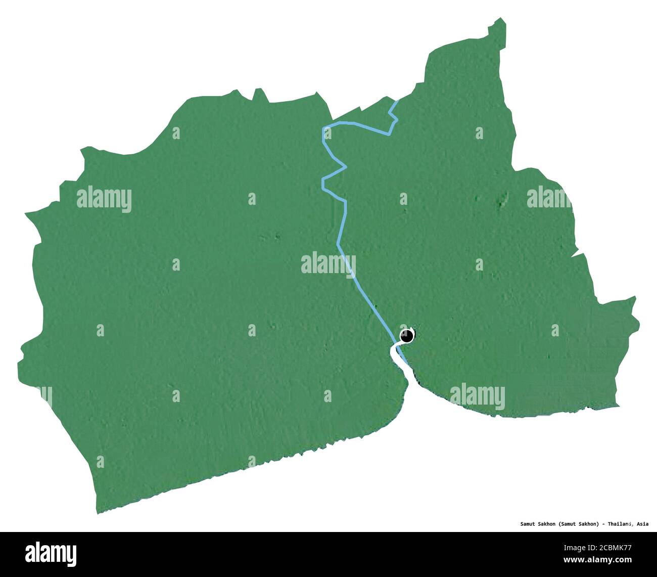 Shape of Samut Sakhon, province of Thailand, with its capital isolated ...