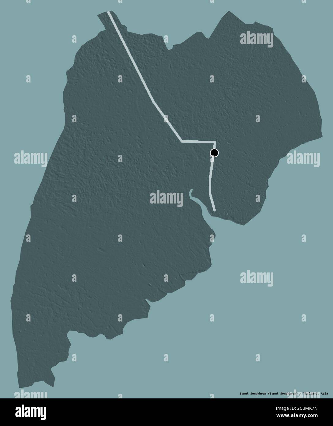 Shape of Samut Songkhram, province of Thailand, with its capital ...