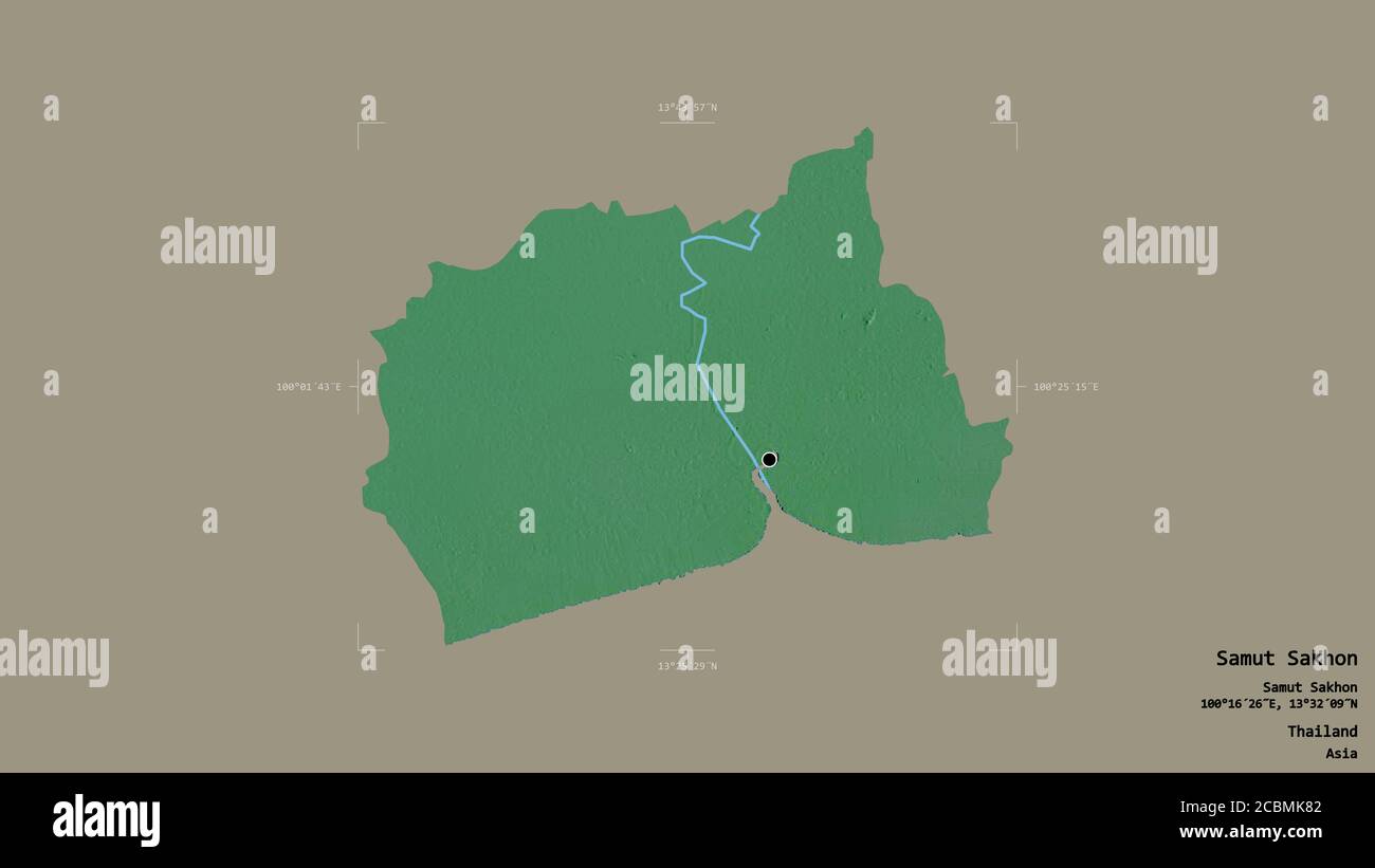 Area of Samut Sakhon, province of Thailand, isolated on a solid ...