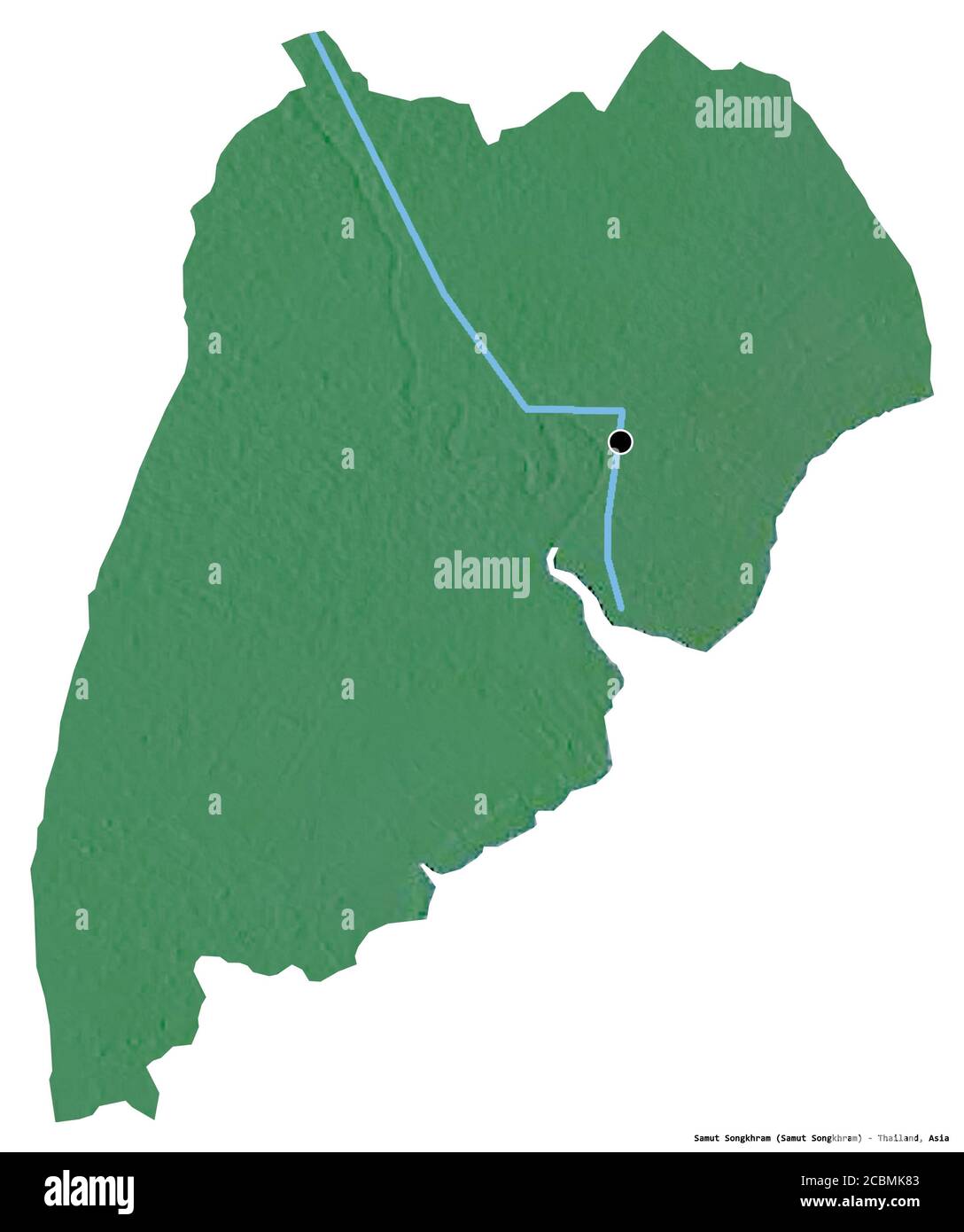 Shape of Samut Songkhram, province of Thailand, with its capital ...