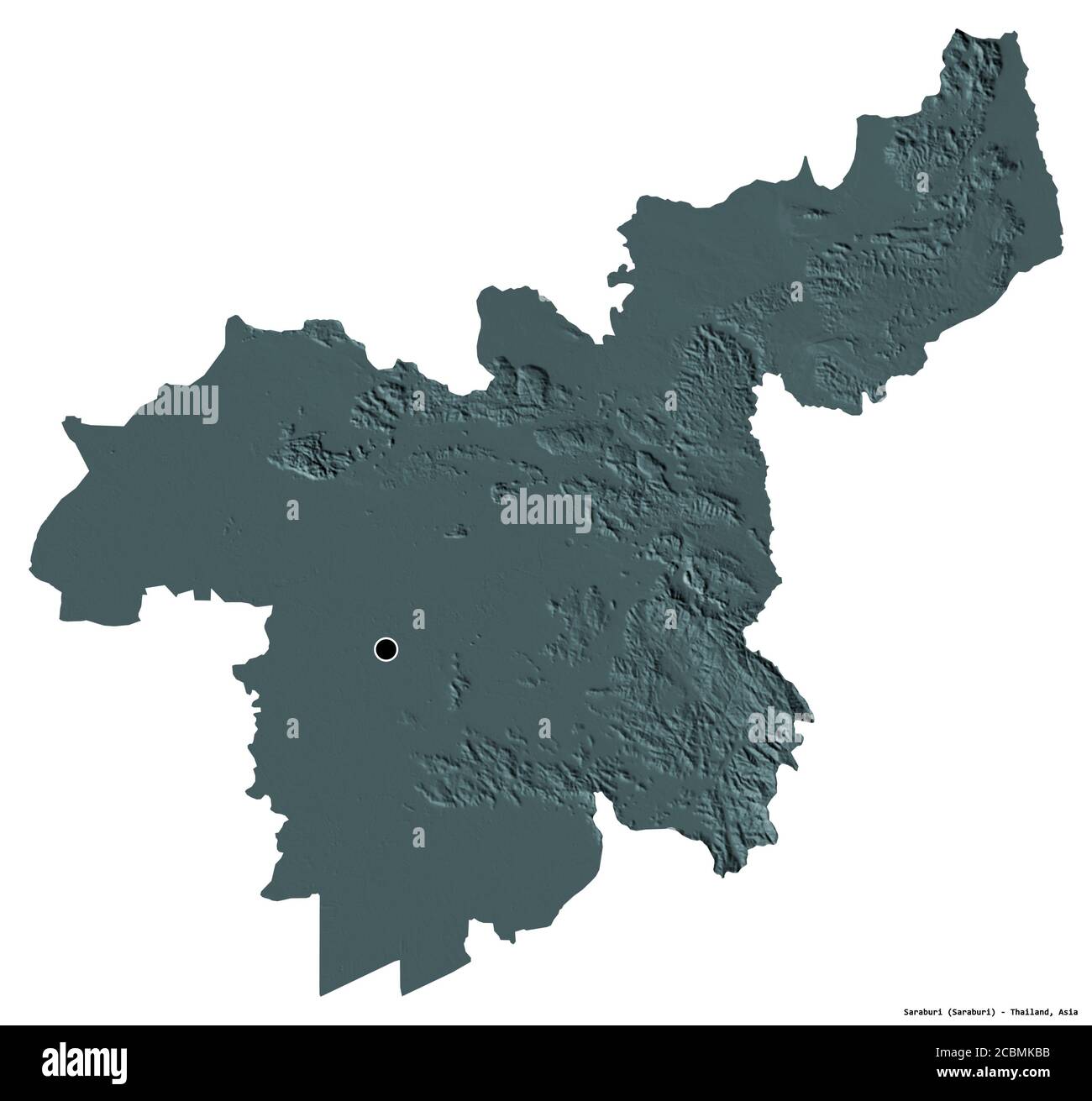 Shape of Saraburi, province of Thailand, with its capital isolated on ...