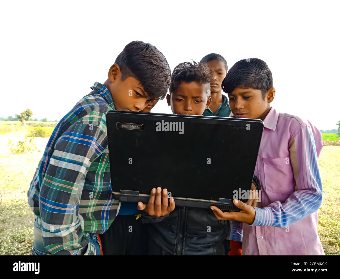 DISTRICT KATNI, INDIA - JANUARY 01, 2020: Group of kids learning ...