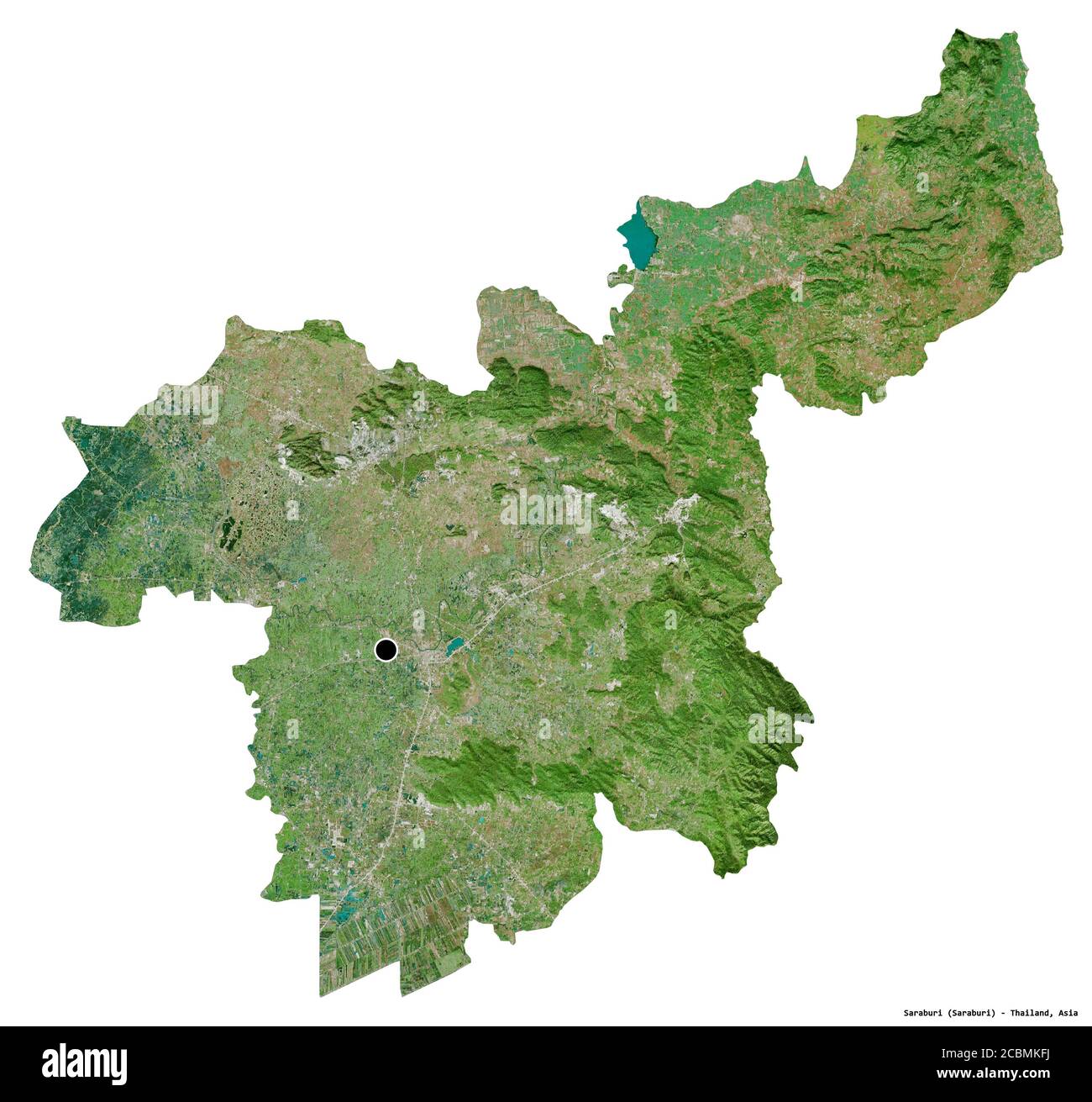 Shape of Saraburi, province of Thailand, with its capital isolated on ...