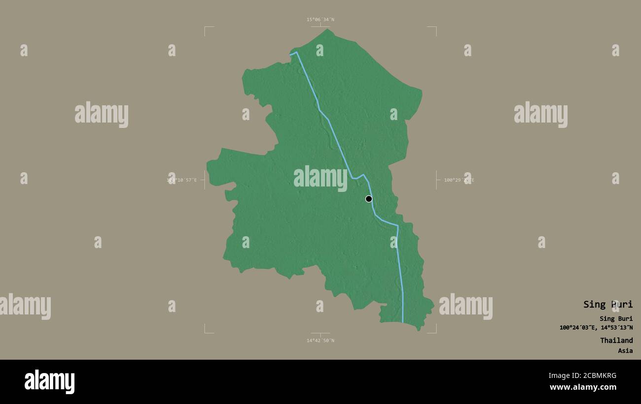 Area of Sing Buri, province of Thailand, isolated on a solid background ...