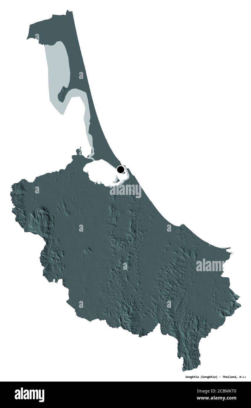 Shape of Songkhla, province of Thailand, with its capital isolated on ...