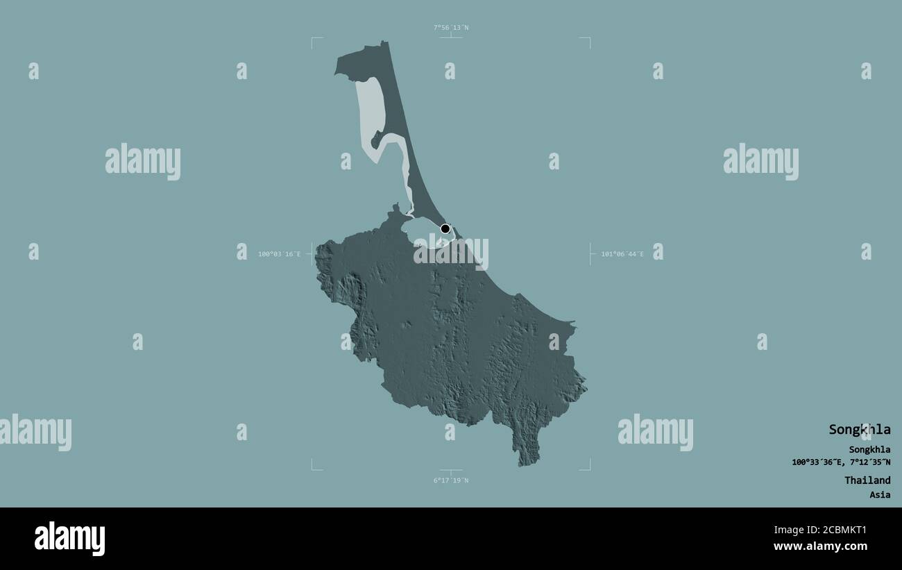 Area of Songkhla, province of Thailand, isolated on a solid background ...