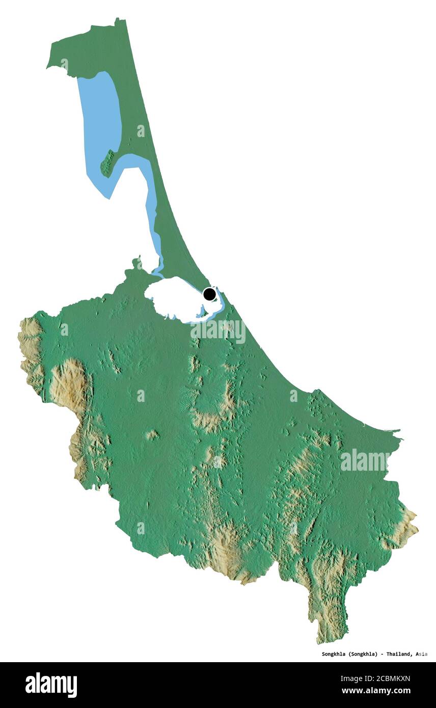 Shape of Songkhla, province of Thailand, with its capital isolated on ...