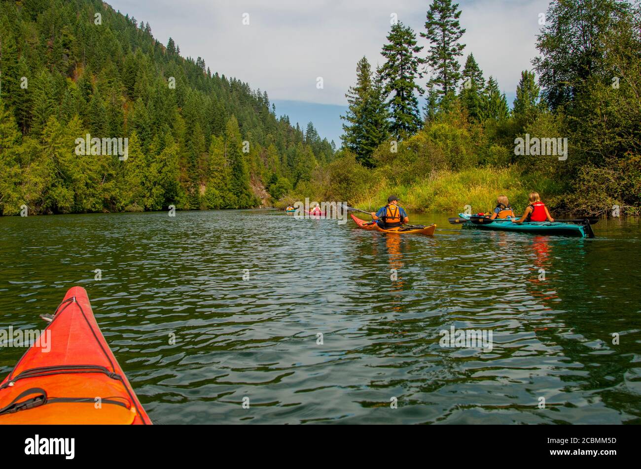 Kayaking at the Johnson Creek area on Lake Pend Oreille, the largest ...