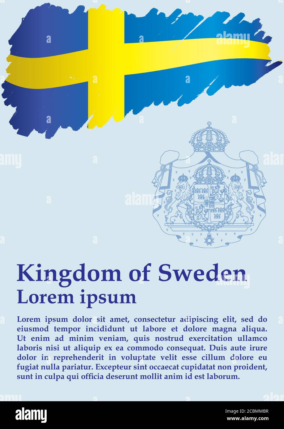 Flag of Sweden, Kingdom of Sweden. Bright, colorful vector illustration ...
