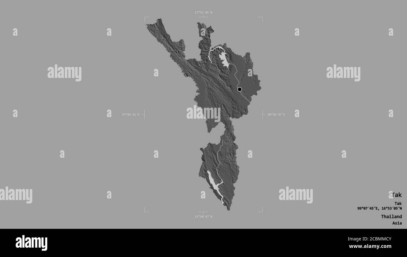 Area of Tak, province of Thailand, isolated on a solid background in a ...