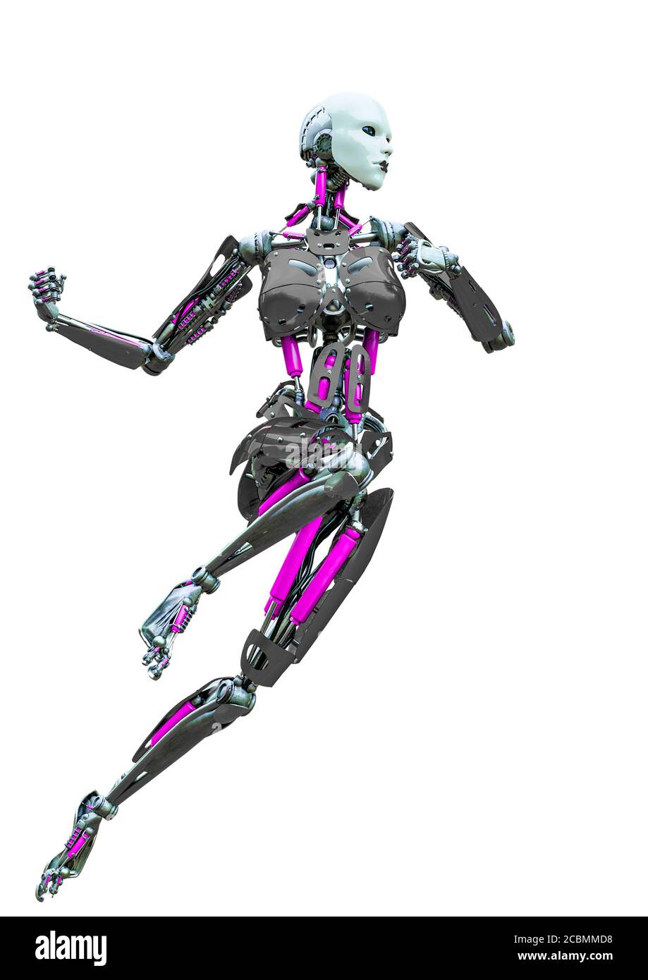cyborg girl comic pose two, 3d illustration Stock Photo - Alamy