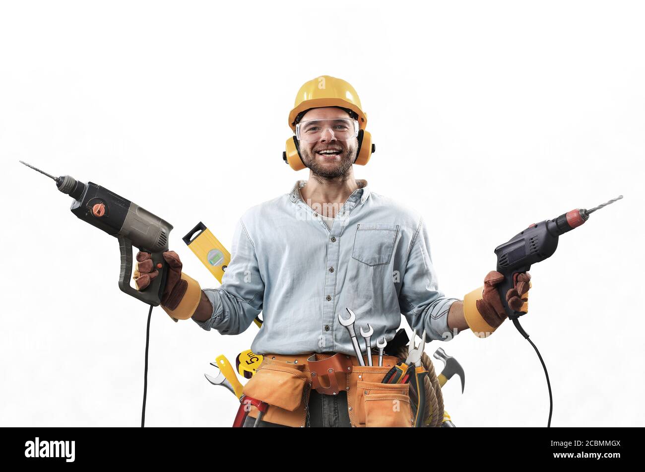 Construction worker working with axe hi-res stock photography and ...