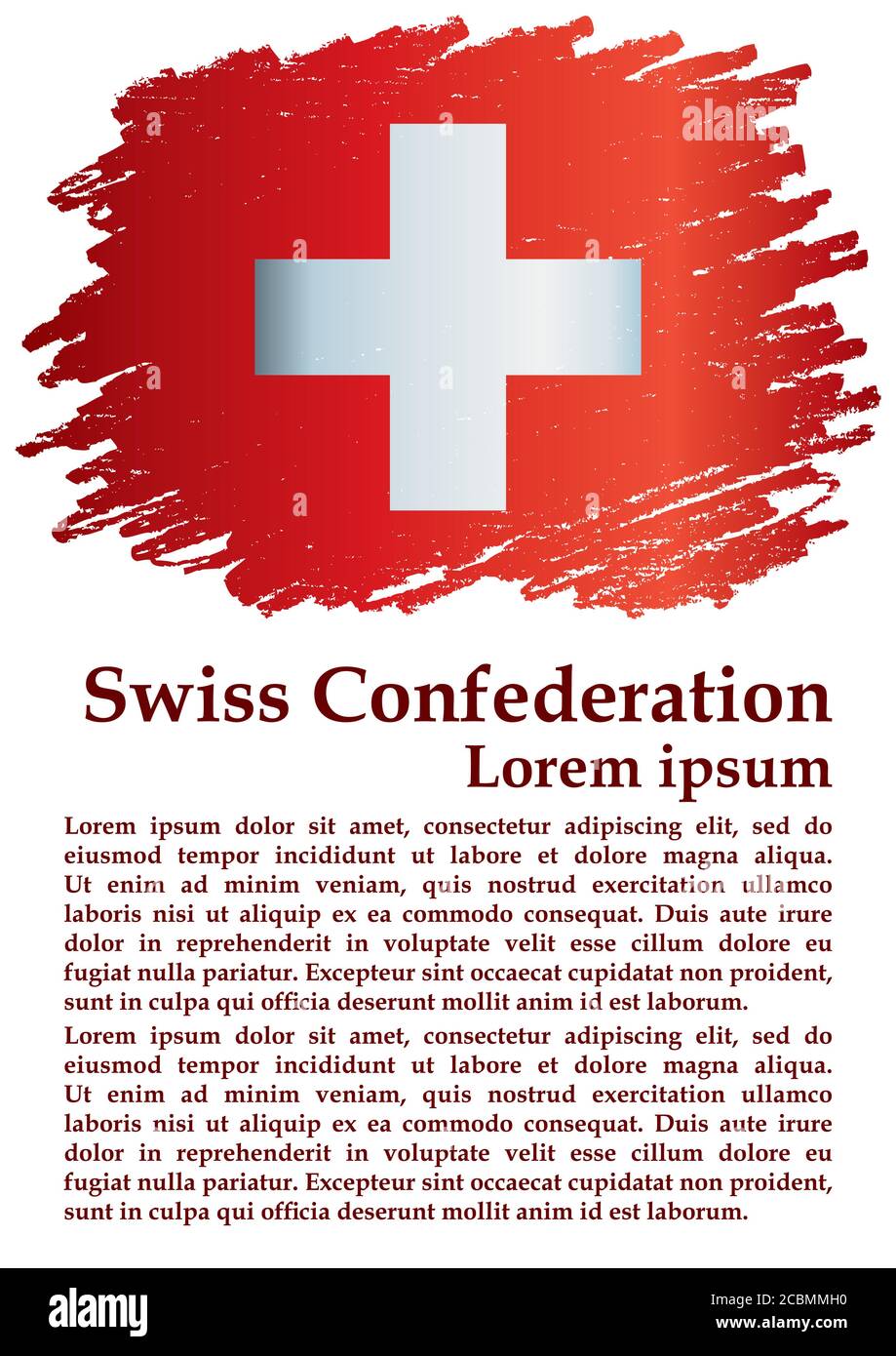 Flag of Switzerland, Swiss Confederation. Template for award design, an ...