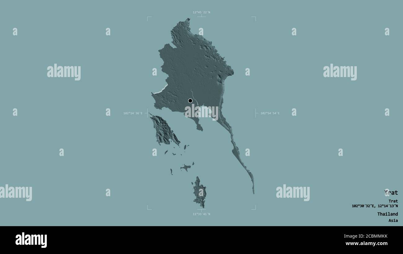 Area of Trat, province of Thailand, isolated on a solid background in a ...