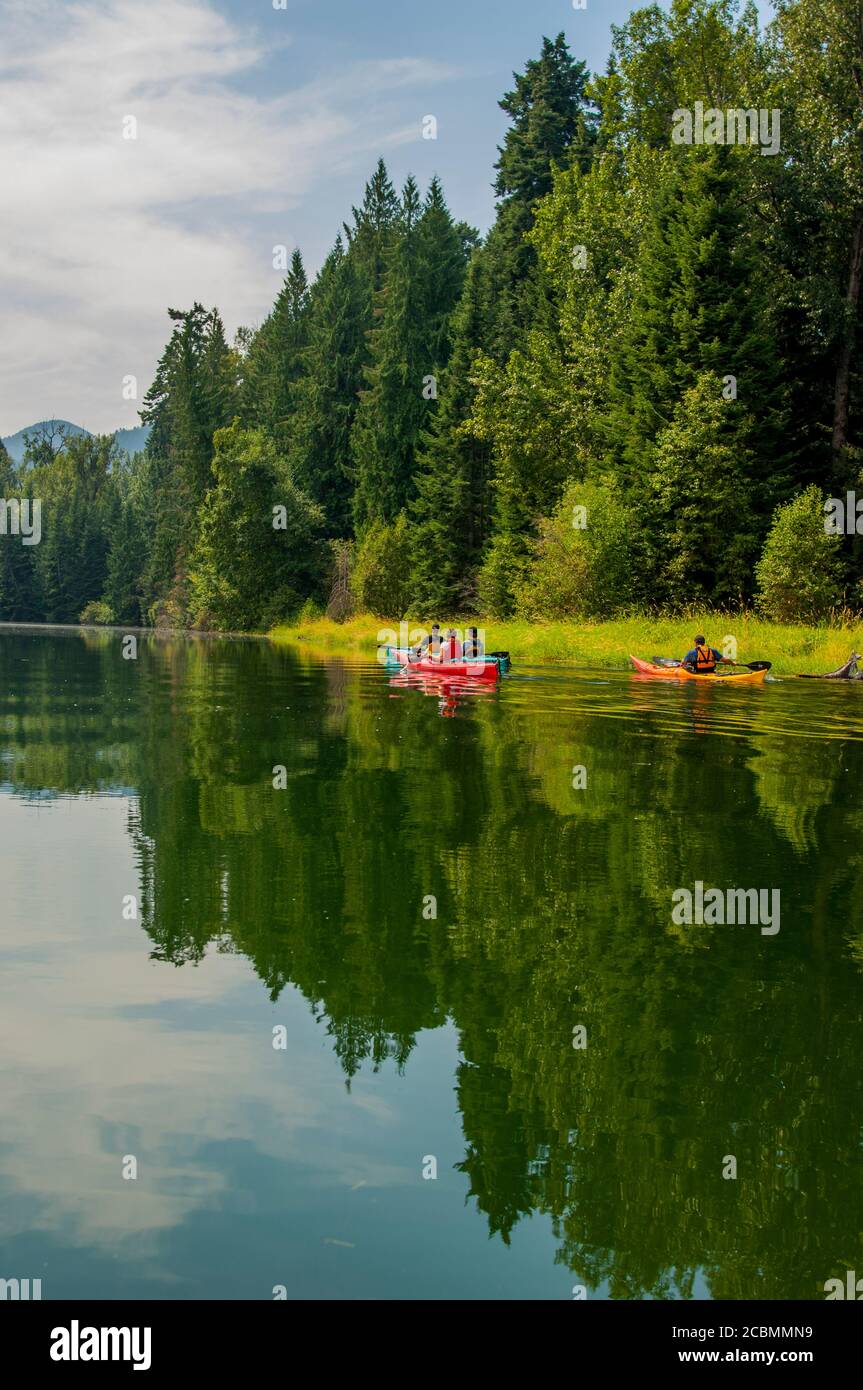 Kayaking at the Johnson Creek area on Lake Pend Oreille, the largest ...