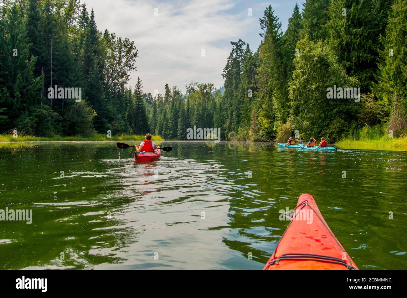 Kayaking at the Johnson Creek area on Lake Pend Oreille, the largest ...