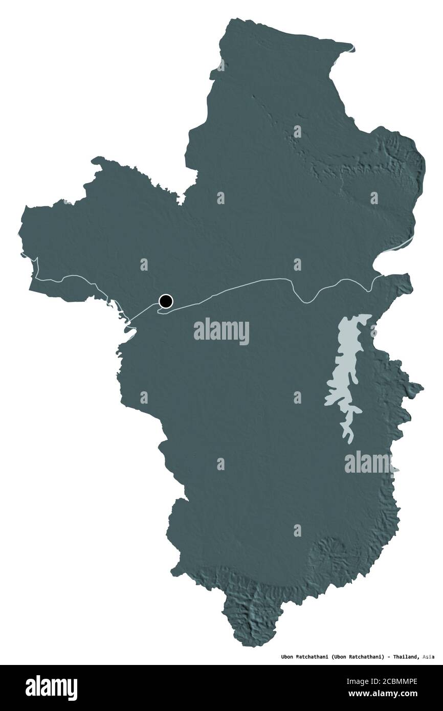 Shape of Ubon Ratchathani, province of Thailand, with its capital ...