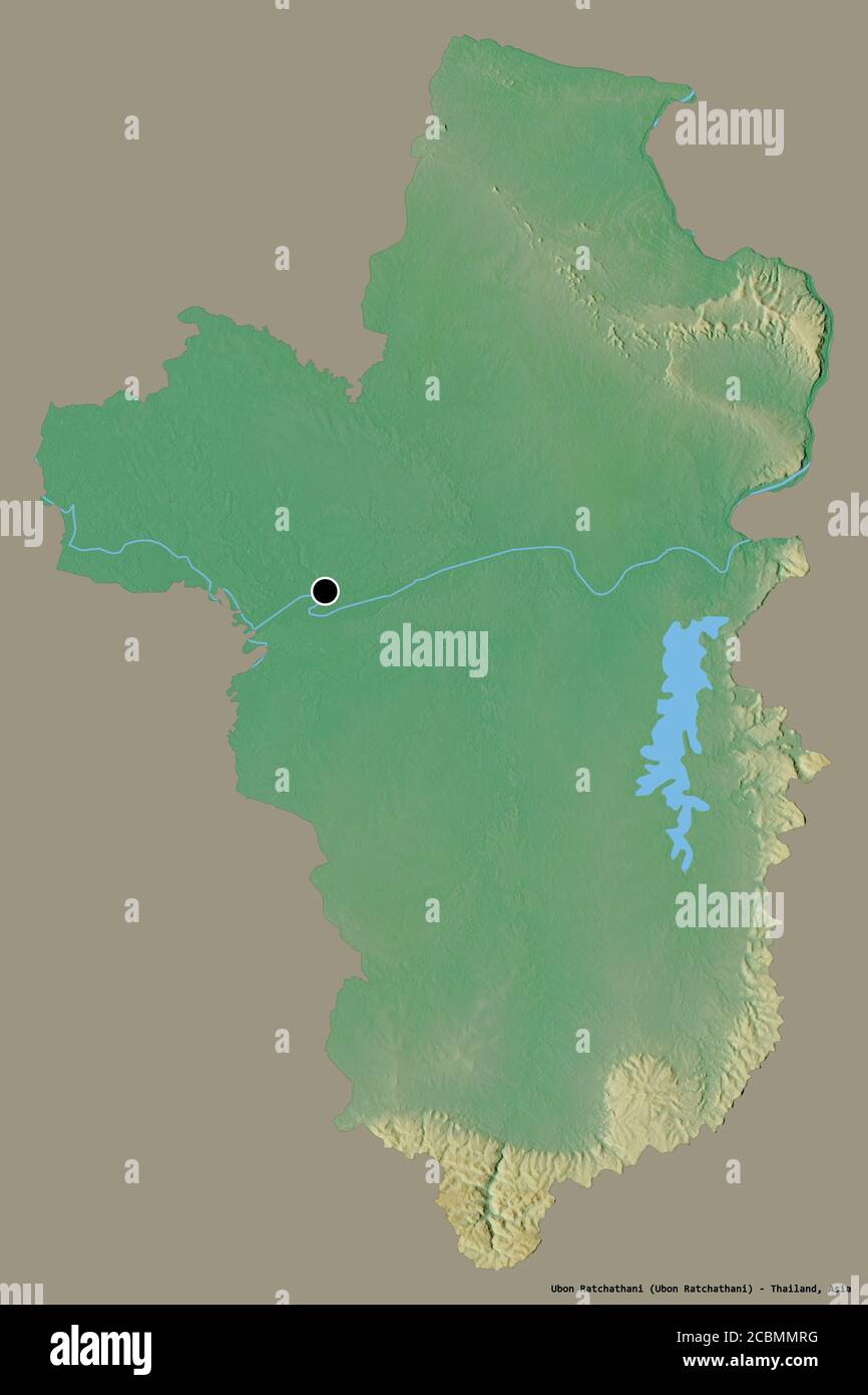Shape of Ubon Ratchathani, province of Thailand, with its capital ...