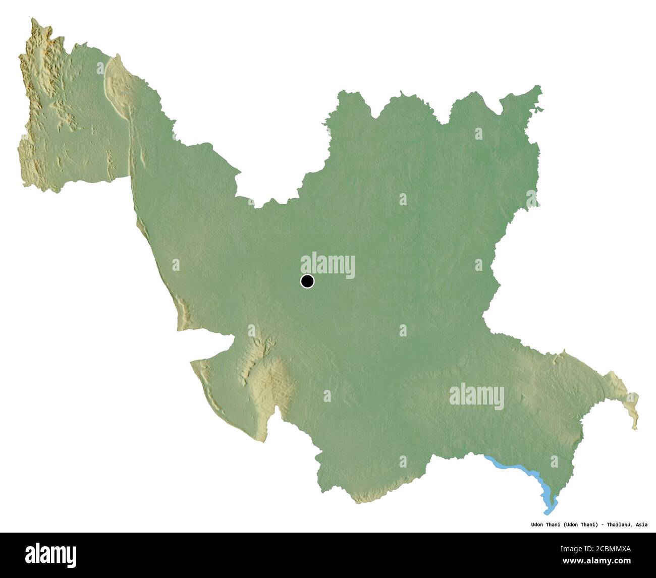 Shape of Udon Thani, province of Thailand, with its capital isolated on ...