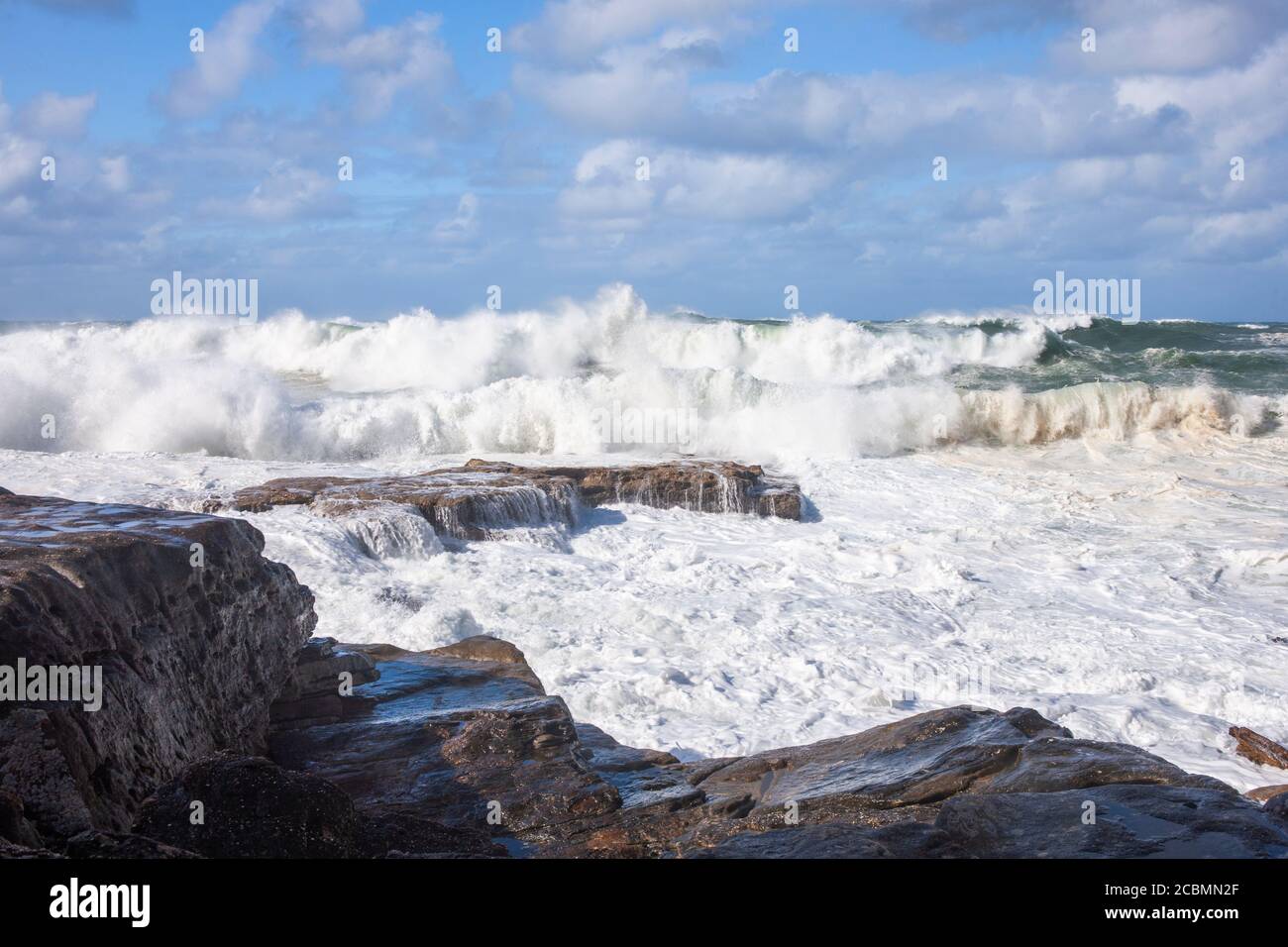 Storm waves crashing on the rocks, Bondi Australia Stock Photo - Alamy
