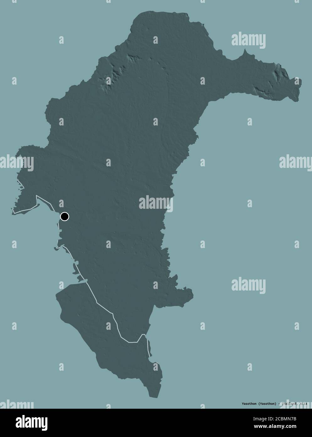 Shape of Yasothon, province of Thailand, with its capital isolated on a ...