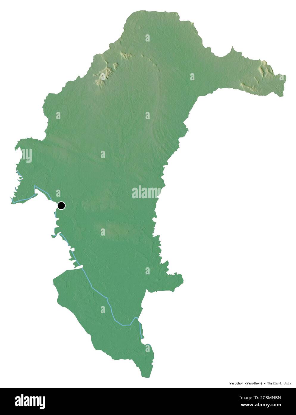 Shape of Yasothon, province of Thailand, with its capital isolated on ...