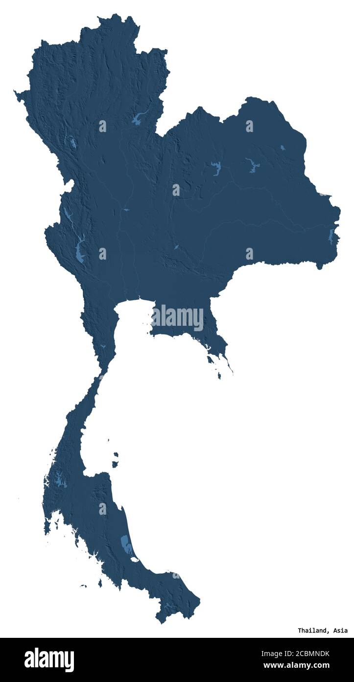 Shape of Thailand with its capital isolated on white background ...