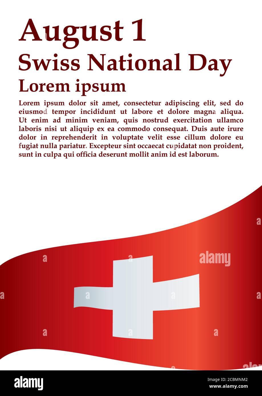 Flag of Switzerland, Swiss Confederation. Swiss National Day, August 1 ...