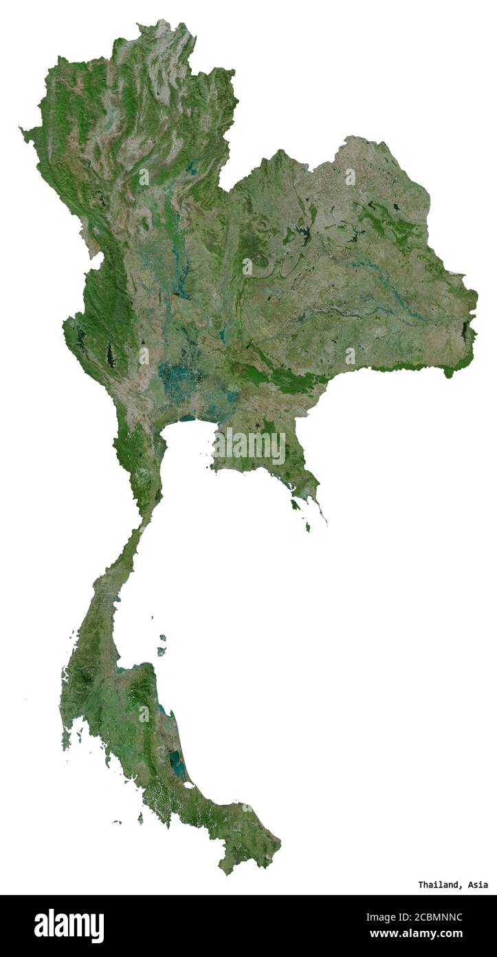 Shape of Thailand with its capital isolated on white background ...