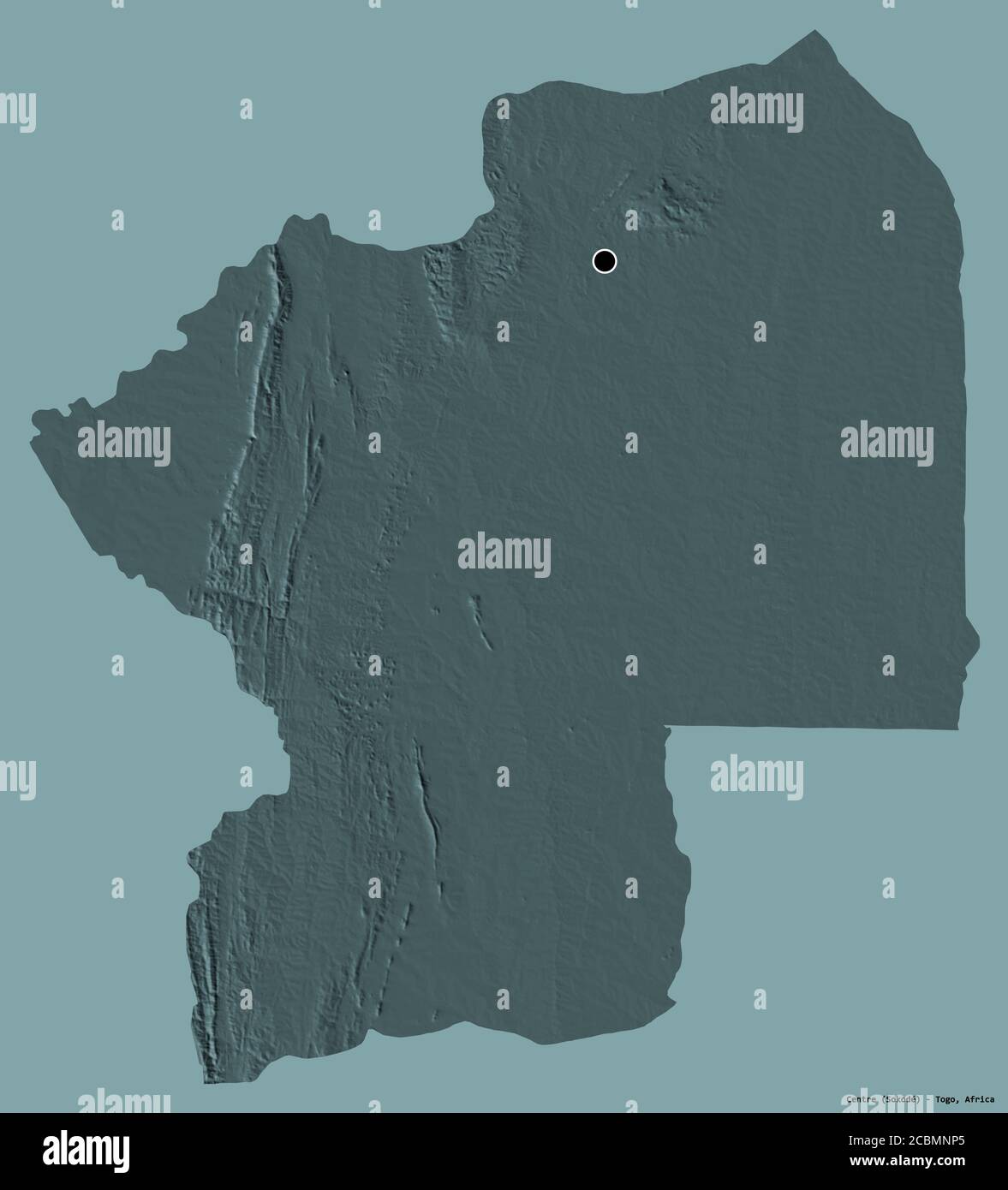 Shape of Centre, region of Togo, with its capital isolated on a solid ...