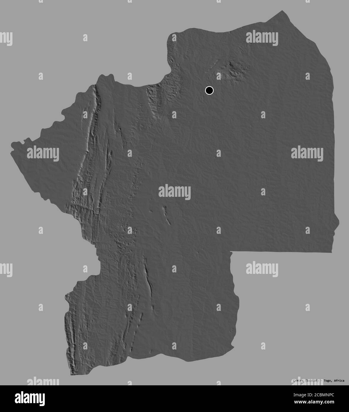 Shape of Centre, region of Togo, with its capital isolated on a solid ...