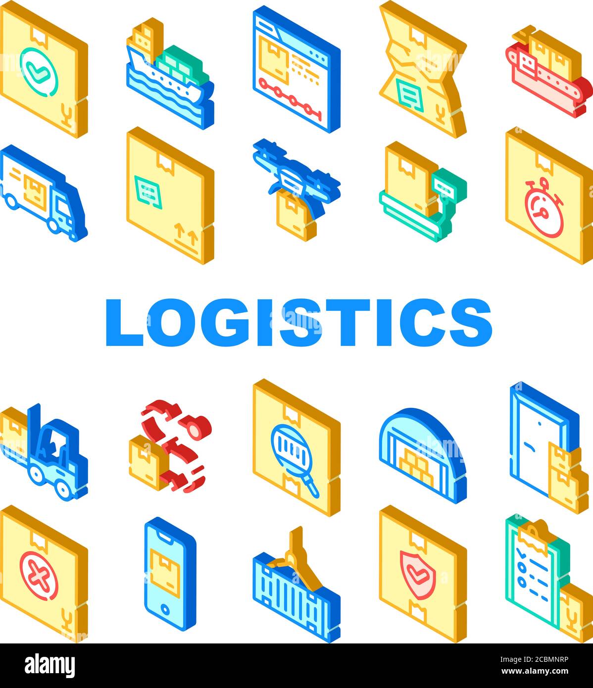 Logistics Service Collection Icons Set Vector Illustrations Stock ...