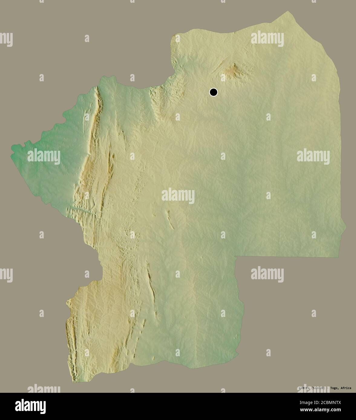 Shape of Centre, region of Togo, with its capital isolated on a solid ...