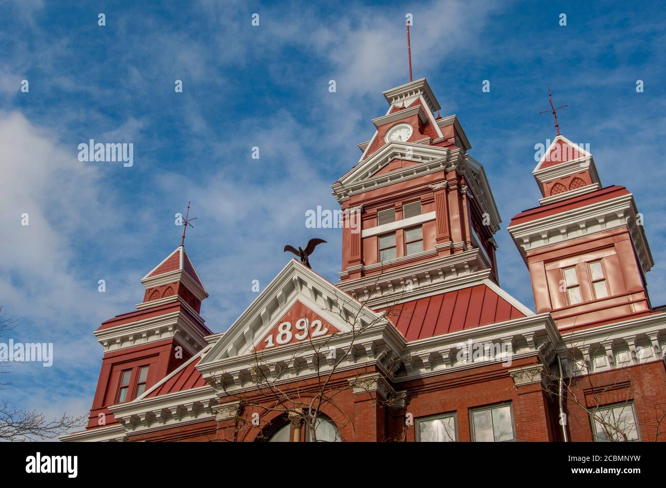 Detail of the architecture of old City Hall, originally built in 1892 ...