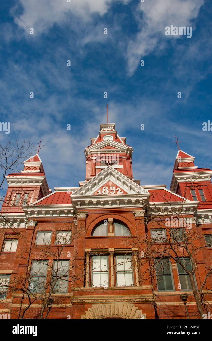 Detail of the architecture of old City Hall, originally built in 1892 ...
